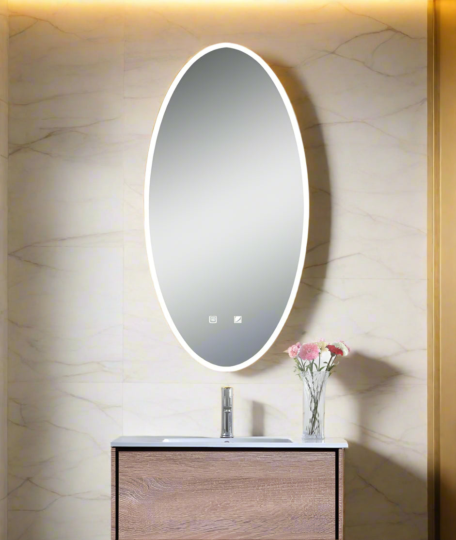Ultimate Oval LED Mirror with a Demister and Two Brightness Levels ...