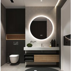 Premium Round LED Mirror with Demister, 3 Colour Selections, Dimmable ...